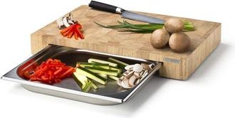 Continenta Schneidebrett mit Edelstahl-Schublade 4027 48 x 32,5 x 6 cm