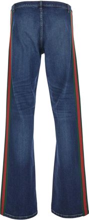 Gucci Mens Jeans Low-Rise With Web Stripe Blue