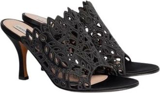 Alberta Ferretti Femme, Chaussures, Noir, Taille: 37 EU Satin Mules