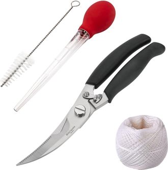 Westmark Gefl&uuml;gel-Set aus rostfreiem Edelstahl - 1x Gefl&uuml;gelschere, 1x Bratensaftspritze & K&uuml;chengarn 60m - Perfekt f&uuml;r Gastronomie oder Zuhause (Black/ 3-teil