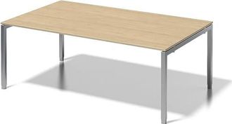 Bisley Cito Chefarbeitsplatz/Konferenztisch, 650-850 mm höheneinstellbares U-Gestell, Metall, Mp355 Dekor Ahorn, Gestell Silber, 120 x 200 x 85 cm