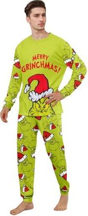 Generic Le Grinch Pyjama Noel Famille De Grinch Chaud Et Doux Hiver Couple Ensemble The Femme Noël Deguisement Homme Ensembles Costume Coton Vetement Garcon P