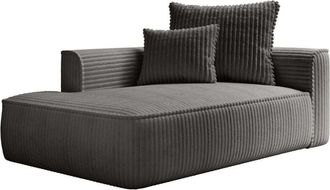 Vente-Unique Méridienne gauche en velours côtelé grosses côtes gris anthracite PINETA