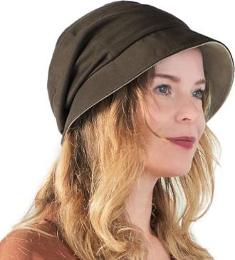 Charm by Casualbox Chapeau De Soleil 100% Coton Bio Mode Japonais, Casquette Été Femme Style Bob, Bonnet Chimio Femme Réversible Et Pliable Marron & Beige Gris