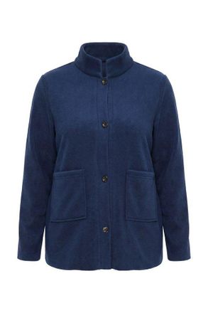 Ulla Popken Fleecejacke Fleecejacke Stehkragen offenkantige Taschen