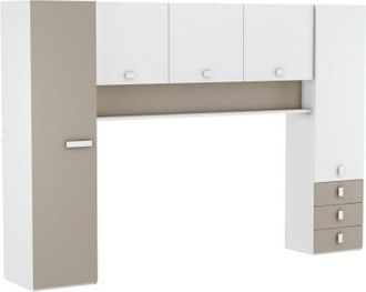 Möbelando Kleiderschrank >Tidy< in Weiss/ton aus Holzwerkstoff - 304x203x54cm (BxHxT)