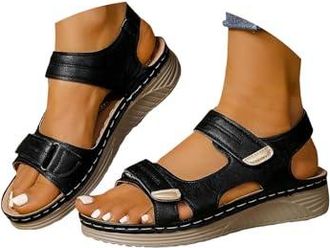 Generic Sandales orthop&eacute;diques compens&eacute;es avec soutien de la vo&ucirc;te plantaire pour femme - Chaussures de marche confortables &agrave; bout ouvert - Sangle de cheville