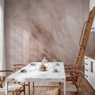OEM Carta Da Parati Fotografica - Astratto Scandinavo Boho - Composizione Delicata Con Scritte E Fiori