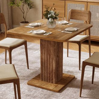 Tribesigns Esstisch, 90 cm x 80 cm x 75 cm Kleiner K&uuml;chentisch, Esszimmertisch aus Holz f&uuml;r 2-4 Personen mit geriffeltem Untergestell, Esstisch im Landhausstil f