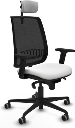 Piqueras y Crespo Alares Computerstuhl, wei&szlig;, 2D-Armlehnen, h&ouml;henverstellbare Lendenwirbelst&uuml;tze und h&ouml;henverstellbares Kopfteil, Schwarz / Wei&szlig;