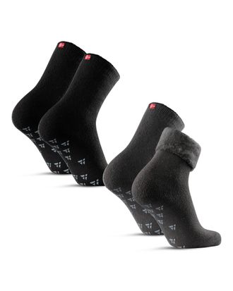 Danish Endurance Anti-Rutsch Thermo-Socken 2er-Pack Mehrfarbig (1x Schwarz, 1x Grau) 39-42