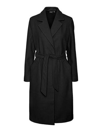 Vero Moda Manteau long Vmcfortuneaya Ga Cur Noos pour femme, Noir, 48