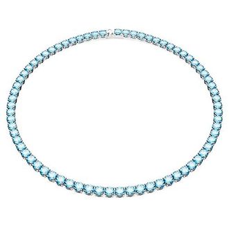 Swarovski Collier Matrix Tennis, Taille ronde, Medium, Bleu, Métal rhodié