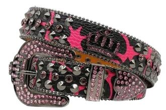 Generic Ceinture en cuir PU avec strass pour femme Style Hip Hop Punk Jeans Ceinture Fashion Streetwear, 20, 115 cm