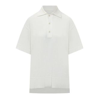 Ami Button Polo Shirt - - Tops - Damen - Wei&szlig; - S