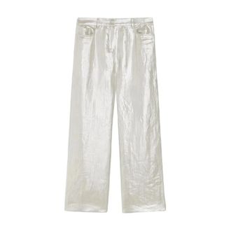Max Mara Femme, Pantalons, Gris, Taille: 40 FR Pantalon Long Argent pour Femmes