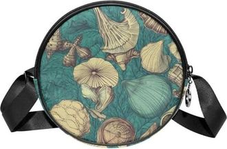 Generic Sac &agrave; bandouli&egrave;re rond pour femme, motif coquillage d&eacute;toile de mer, sac &agrave; dos &agrave; bandouli&egrave;re r&eacute;glable, sac &agrave; main rond d&eacute;contract&eacute; pour femmes et fille