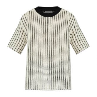 Jil Sander T-Shirt mit dekorativem Strick - - Tops - Herren - Beige - L
