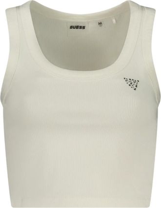 Guess Femme, Tops, Blanc, Taille: 42 FR D&eacute;bardeur en maille c&ocirc;tel&eacute;e