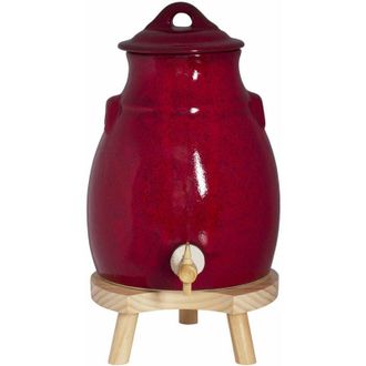 Table Passion Table Passion - Vinaigrier 3,5 l en gr&egrave;s rouge sur socle bois