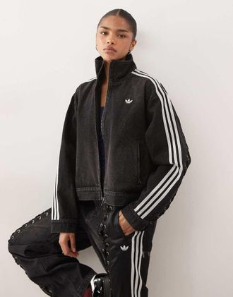 adidas Originals Firebird - Trainingsjacke aus Denim in Schwarz