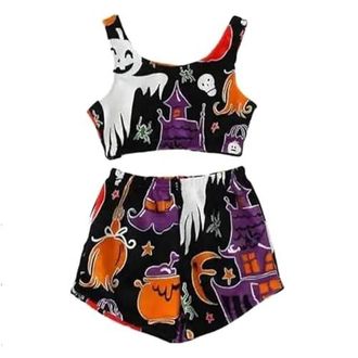 Generic Haut en Dentelle Halloween Glow Gilet Pyjama Ensemble Pyjama Confortable Flanelle et Shorts pour Femmes Lingerie Hommes Sexy Lingerie Sexy, lilas, XL