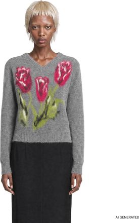Maison Margiela Brushed Alpaca V-Neck Sweater