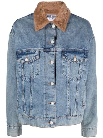 Moschino Jacke mit Shearling-Kragen - Blau