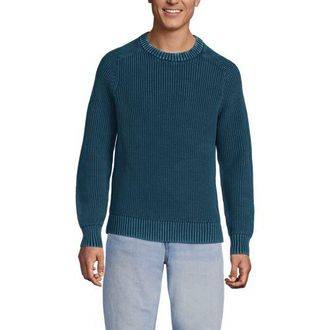 Lands End DRIFTER Pullover im Shaker-Rippstrick, Herren, Gr&ouml;&szlig;e:52-54 regular, Blau, Baumwolle, by Lands End