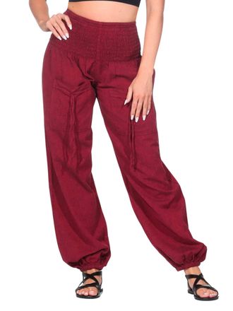 Kunst und Magie Damen Pumphose Yoga Pilates und Wellness, Farbe:Bordeaux