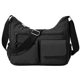 Generic Grand sac &agrave; bandouli&egrave;re polyvalent en nylon pour femme, travail, shopping, voyage, quotidien, Noir, 11.02x4.33xcinch
