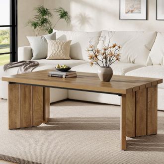Tribesigns Rechteckiger Couchtisch, 120 cm Wohnzimmertisch, Großer Couchtisch Holz für das Wohnzimmer, Cocktailtisch für Wohnzimmer, Bauernhaus, Mitteltisch, Wal