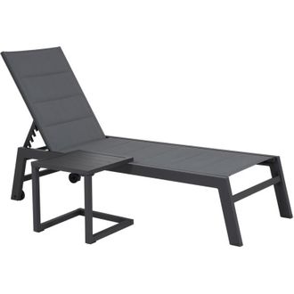 Happy Garden Happy Garden - Set bain de soleil et table dappoint barbados en textil&egrave;ne gris - aluminium gris anthracite
