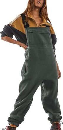 Generic Salopette Sherpa, Salopette Chaude en Polaire for Femme, Combinaison Sherpa dhiver Coupe Ample décontractée avec Poches, Sherpa Fleece Warm Overalls, 