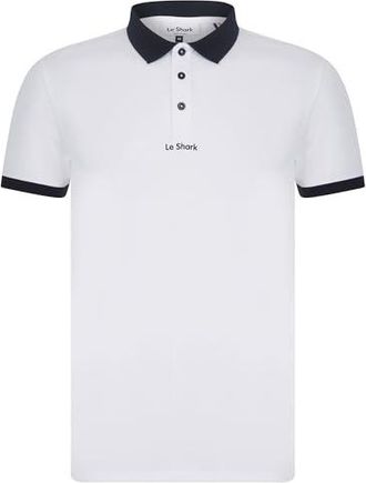 Le Shark Polo à manches courtes en piqué de coton stretch « Ridge » pour homme, Blanc brillant, M