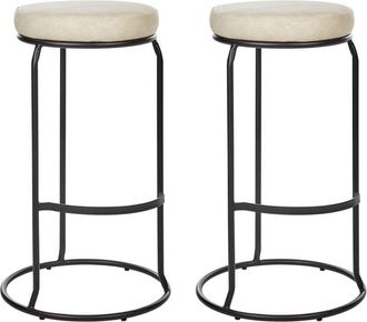 Beliani Beliani - Lot de 2 Tabourets de Bar Chaise dIlot de Cuisine en Cuir pu Beige Clair Milroy