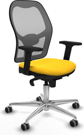 Piqueras y Crespo Drehstuhl mit 2D-Armlehnen, h&ouml;henverstellbare Lendenwirbelst&uuml;tze, mit 5 Positionen und eingespritztem Schaum, Grau/Gelb