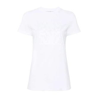 Max Mara Besticktes Logo Wei&szlig;es Baumwoll-T-Shirt - - Tops - Damen - Wei&szlig; - XS