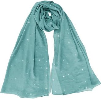 Lina & Lily Foulard Hijab Femme en Mousseline de Soie avec Strass Scintillante (Turquoise)
