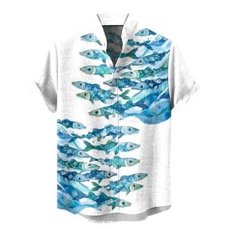 Generic Chemise &agrave; manches courtes pour homme, coupe r&eacute;guli&egrave;re, grande taille, chemise hawa&iuml;enne boutonn&eacute;e, chemise d&eacute;t&eacute; l&eacute;g&egrave;re et respirante, haut avec motif 