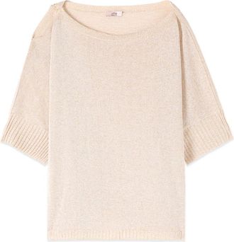 Oltre Femme, Pulls, Beige, Taille: 38/40 FR Pull en maille viscose m&eacute;lang&eacute;e avec d&eacute;coupe
