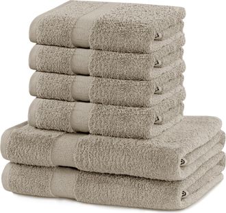 Decoking 6er Set Baumwolle Qualit&auml;t 525g/m&sup2; 4 Handt&uuml;cher 50x100 cm und 2 Badet&uuml;cher 70x140 cm beige saugf&auml;hig Marina