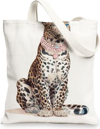 Generic Sacs fourre-tout artistiques en toile avec imprimé animal vintage, sacs dépicerie réutilisables, légers et lavables, sacs en toile pour salle de sport