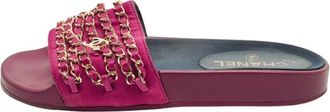 Chanel Chain Embellished Slides Size 40