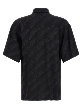 Balenciaga Logo-Embroidered Viscose Shirt - Black