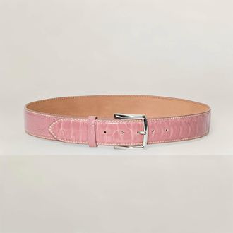 Reptiles House Altea-Schnalle Straußengürtel 40 mm - Rosa, Althea Silber