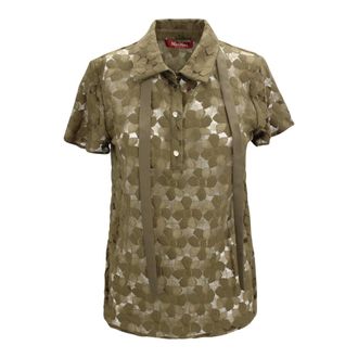 Max Mara Femme, Blouses et Chemises, Vert, Taille: 42 FR Maglia in pizzo colletto e scollo a V