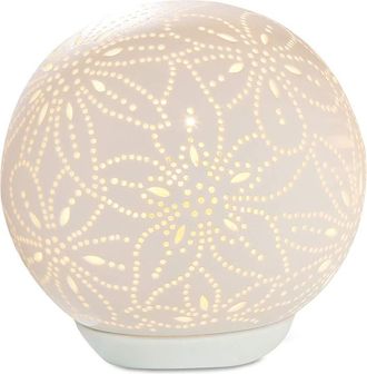 Gilde kleine Lampen Tischlampe Dekolampe - aus Porzellan mit Blüten Deko - 25 Watt E 14 - Höhe 13,5 cm