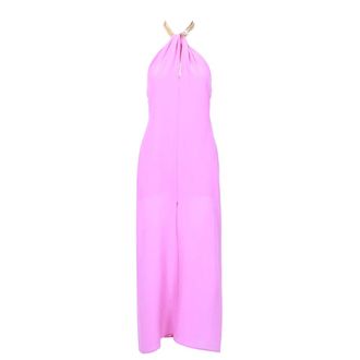 Simona Corsellini Femme, Robes, Violet, Taille: 40 FR Robe Rouge sans Manches en Soie avec Collier en Or