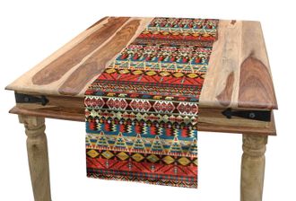 Abakuhaus Bunt Tischläufer, Aztec Vögel Arrows, Esszimmer Küche Rechteckiger Dekorativer Tischläufer, 40 x 300 cm, Siena Braun